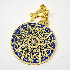 fengshuisale Blue 28 Hums Protection Wheel Keychain with Tibetan for Good Health & Protection W4263