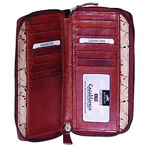 Mancini Leather Goods Casablanca Collection: Ladies’ RFID Double Zipper Clutch