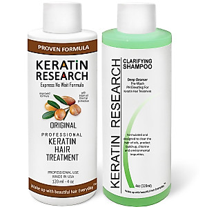 Brazilian Keratin Hair Straightening Complex (2x 120ml) - Blowout Long-Lasting Treatment with Argan Oil for Smooth, Professional Straightening Results - Keratin Research