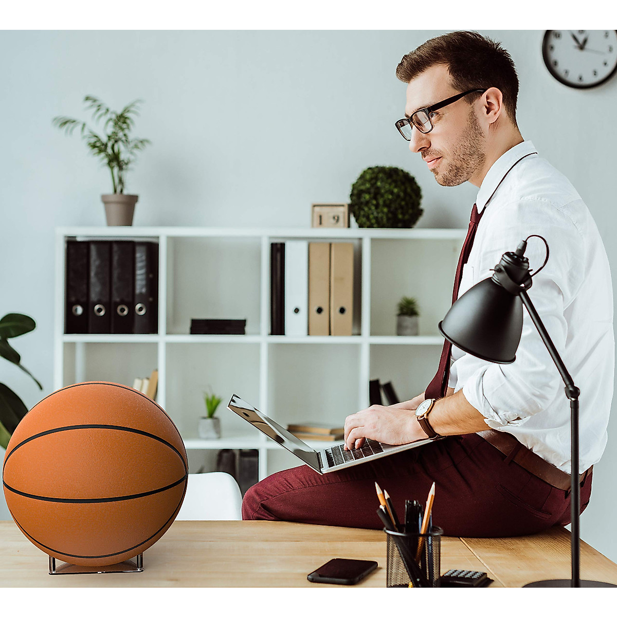Ball Holder Stand for Footballs Basketballs Volleyballs Soccer Balls - Acrylic Display (Triangular Acrylic)