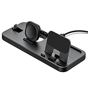 LERCIOR Portable 3 in 1 Charging Station for Apple Devices Foldable Charger Station for Apple Watch 7/6/SE/5/4/3/2/1 Charger Stand, Charging Station for iPhone AirPods Pro3/2/1 Charging Stand Black