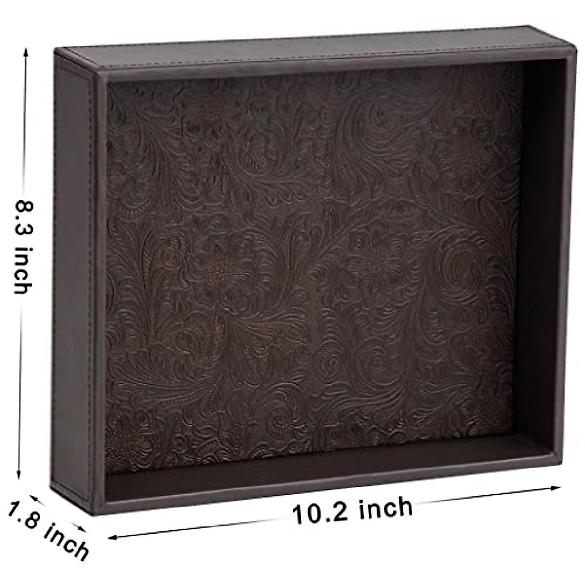 Gurfuy Valet Tray for Men 10" x 8" - Faux Leather Vanity Display Tray Catchall Tray Desktop Nightstand Dresser Organizer for Storing Keys Change Wallet Phone Glasses Watch Storage Caddy Brown