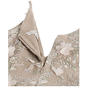 Dress the Population Women's Sidney 3D Floral PLUNGIN Long Illusion Gown Dress, Pink Floral, XL