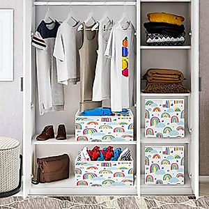 Blueangle Cartoon Rainbow Cube Storage Bin, 11 x 11 x 11 in, Large Collapsible Organizer Storage Basket for Home Décor（1004）