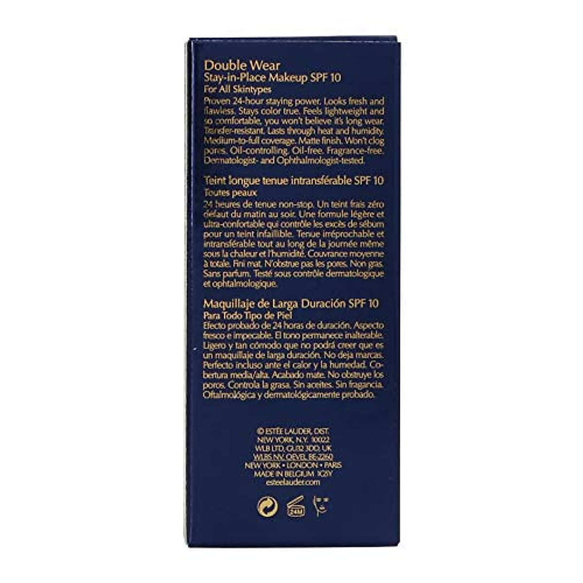 Estee Lauder Double Wear Stay-in-Place Makeup | 24-Hour Wear, Flawless, Natural, Matte Foundation for All Skin Types | Waterproof and SPF 10 | Shade: 3C2 Pebble - Cool / Rosy Undertone | 1 oz