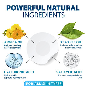 Acne Patches - Hydrocolloid Bandages with Salicylic & Hyaluronic Acids and Tea Tree Oil - Pimple Patches for Cystic Acne, Blemishes & Breakouts (120 Invisible Zit Stickers)