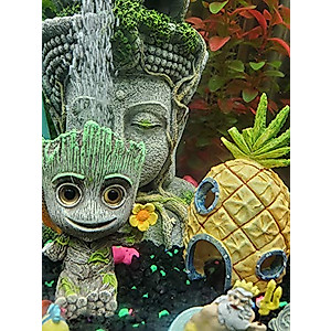 SLOCME Aquarium Groot Air Bubbler Decorations - Oxygen Pump Resin Crafts for Aquarium Fish Tank Decorations,with Air Bubbler Stone for Aquarium