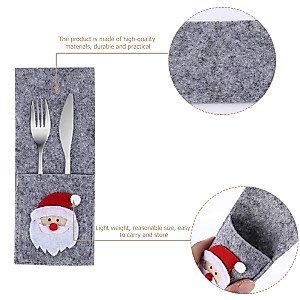 GALPADA 4Pcs Christmas Silverware Holder Pocket Tableware Cutlery Organizers Felt Xmas Santa Claus Fork Spoon Flatware Bags Christmas Dinner Table Decor