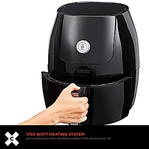 CRUX 6 Qt Digital Air Fryer with Nonstick Removable Dishwasher Safe Pan and Crisping Tray, Auto Shutoff Timer and Audible Alarm, Adjustable Temperature Control, Black