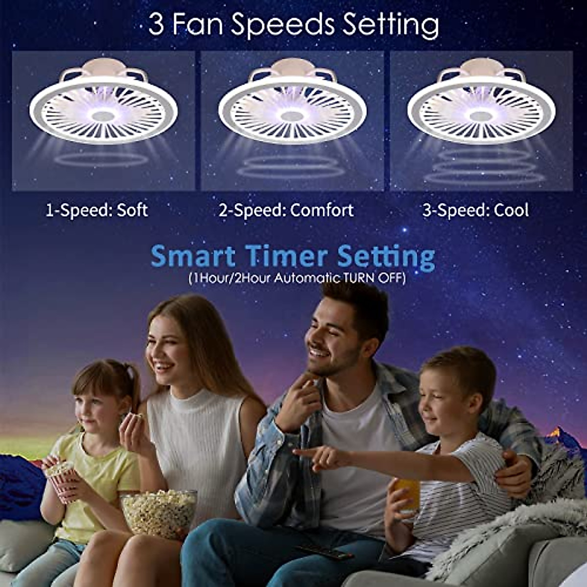JTfany Ceiling Fans with Lights and Remote 18 Inch Flush Mount Ceiling Fan with Remote Dimmable 3 Speeds Low Profile Ceiling Fan RGB Bladeless Ceiling Fan Quiet Ceiling Fans for Bedroom Kidsroom