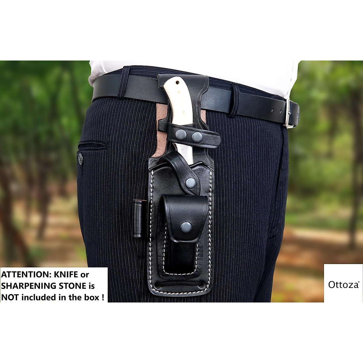 Ottoza TOP GRAIN Leather Knife Sheaths for Fixed Blade Knives, Leather Knife Sheath for Belt, Leather Knife Holster Belt Knife Holder, Vertical Knife Sheath for Belt No:352