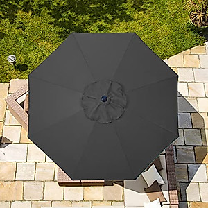 ABCCANOPY 9ft Outdoor Umbrella Replacement Top Suit 8 Ribs (Dark Gray)