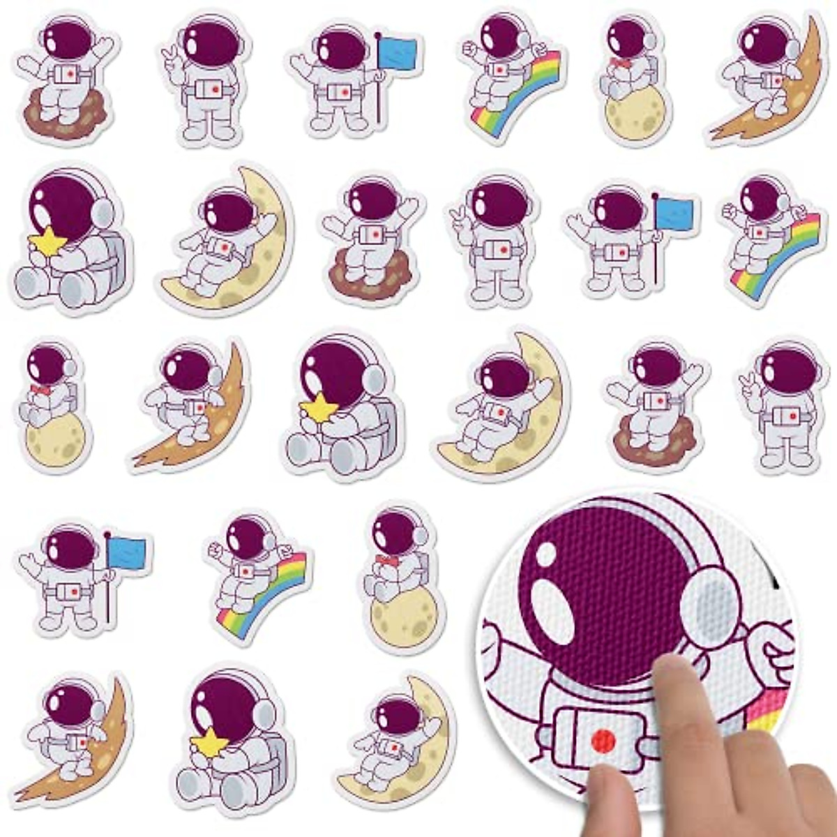 Fidget Stickers Textured Astronaut Sensory Strips for Anxiety and Calm for Kids Adults Desks School Classroom with Reusable Adhesive Large 3 inches (Set of 24)