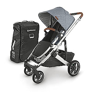UPPAbaby Cruz V2 Stroller - Gregory (Blue Marl/Silver/Saddle Leather) + Travelbag for Vista, V2, Cruz, V2