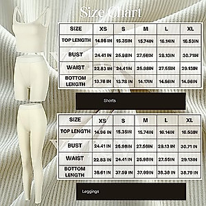 Women's 2 Piece Casual Workout Outfits Ribbed Knitted Yoga Tank Top High Waist Shorts Tracksuit Active Wear Set