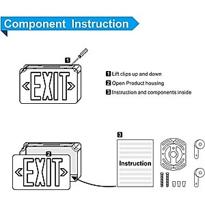 EXITLUX 2 Pack Red Led Exit Sign with Emergency Lighting Battery Backp -Two LED Adjustable Head -120V/277V-UL Listed-Exit Lighting -Dual LED Lamp ABS Fire Resistance for Power Failure.