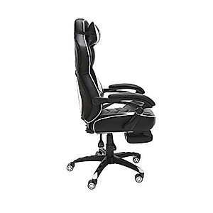 RESPAWN 110 Ergonomic Gaming Chair with Footrest Recliner - Racing Style High Back PC Computer Desk Office Chair - 360 Swivel, Adjustable Lumbar Support, Headrest Pillow, Padded Armrests - 2019 White