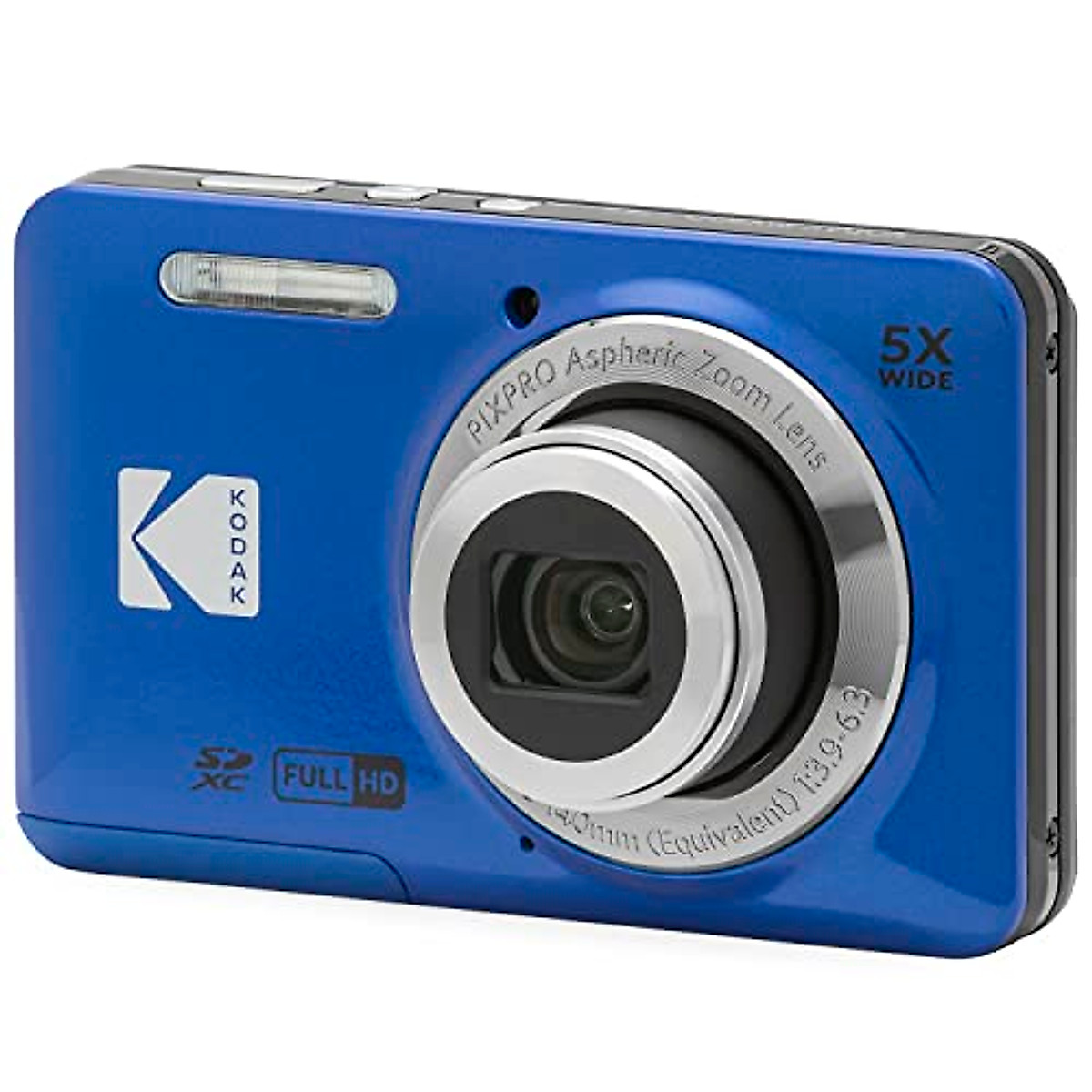 Kodak PIXPRO FZ55 Digital Camera, Blue Bundle with Lexar 32GB High-Performance 800x UHS-I SDHC Memory Card + Deco Photo Point and Shoot Field Bag Camera Case