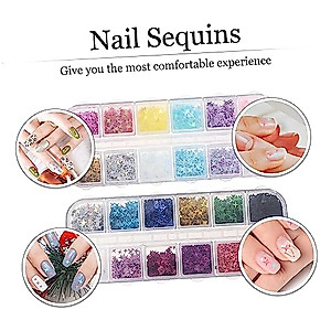 FOMIYES 2 Sets Four-Pointed Star Sequins Glitter Stickers Nail Sequins Nail Art Stickers 3D Holographic Glitter Nail Metallic Nail Tip Decoration Glitter Nail Polish PVC Manicure Glitter