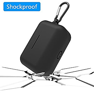 Geekria Silicone Case Cover Compatible with JBL Live 300 True Wireless Earbuds, Earphones Skin Cover, Protective Carrying Case with Keychain Hook, Charging Port Accessible (Black)