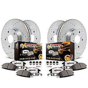 Power Stop K7573-36 Front and Rear Z36 Truck & Tow Brake Kit, Carbon Fiber Ceramic Brake Pads and Drilled/Slotted Brake Rotors