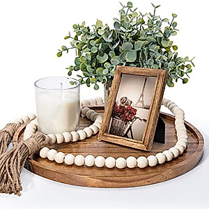 Decorative Round Beautiful Tray for Décor Kitchen Dining Room -Acacia Wood The Perfect Small Candle Tray for Coffee Table and Home Decor