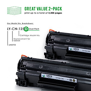 LINKYO Compatible Toner Cartridge Replacement for Canon 125 3484B001AA (Black, 2-Pack)