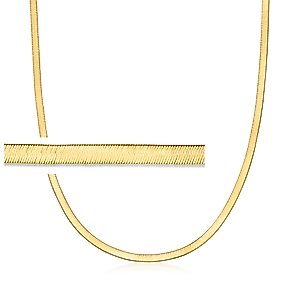 RS Pure by Ross-Simons 3mm 14kt Yellow Gold Herringbone Necklace. 16 inches