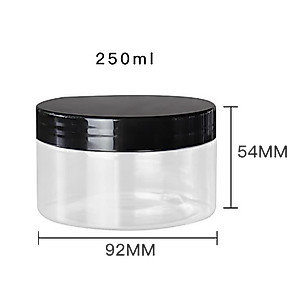 ericotry Clear PET Plastic (BPA Free) Refillable 8 Oz / 250ml Empty Cosmetic Containers Cases with Black Lid for Cream Lotion Bottle All Purpose Portable Household Containers (6 Pack)