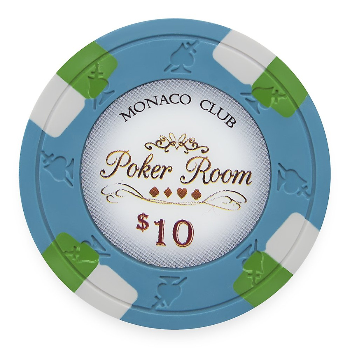 Claysmith Gaming Pack of 50 Monaco Club Poker Chips, Heavyweight 13.5-gram Clay Composite (10 Blue)