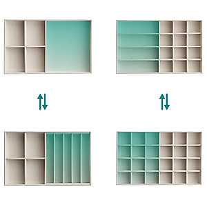 Oyydecor Stackable Jewelry Organizer Tray, Jewelry Drawer Organizer Set of 4 - Earrings, Necklaces, Rings, Bracelets Storage for Women and Girls - Beige.