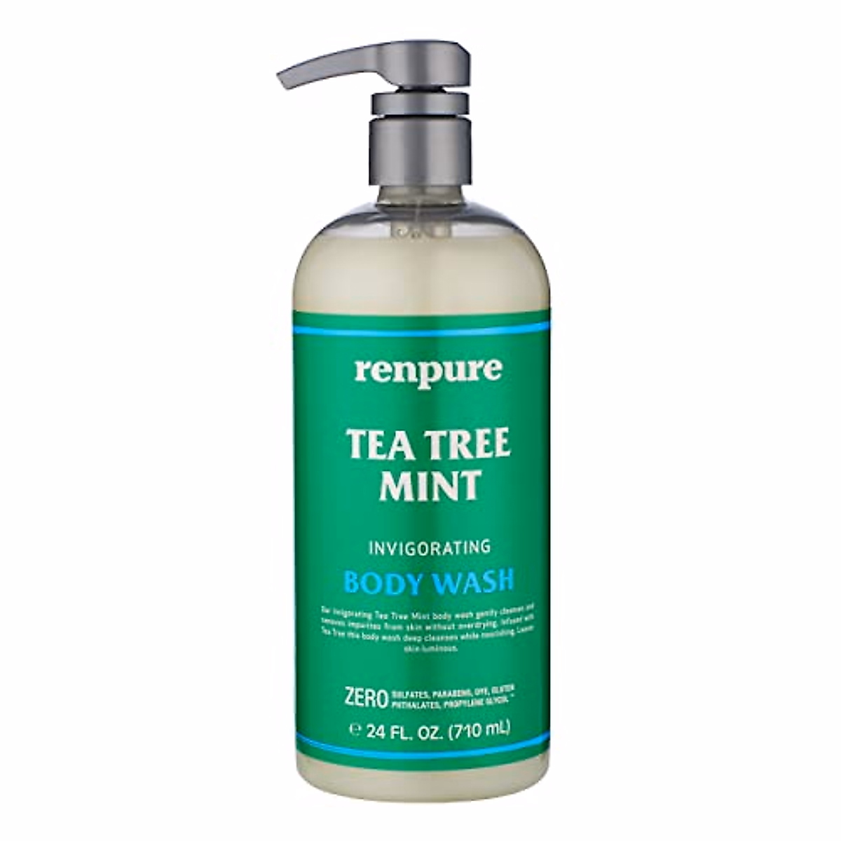 Renpure Original Tea Tree Essential Oil & Peppermint Moisturizing Body Wash With Pump – for Dry Sensitive Skin & Decongest Pores – Sulfate Free Body Wash & Liquid Hand Soap For Men & Women