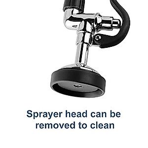 Pre Rinse Sprayer Commercial Sink Sprayer Head,1.42GPM Spray Valve Dish Sprayer Nozzle with Ergonomic Handle, Commercial Faucet Parts for Commercial Kitchen Faucet,Chrome Finished（Black）