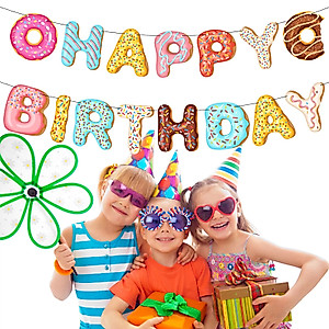 BIEUFBJI Donut Happy Birthday Banner Donut Party Decorations Donut Theme Birthday Party Kids Birthday Baby Shower Wall Decoration