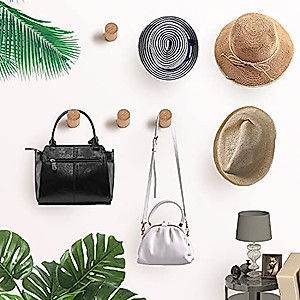 CRSWHA Natural Wood Hooks for Wall,6 Pack Wall-Mounted Wooden Hat Hooks,Modern Decorative Wooden Wall Pegs for Entryway Wall,Heavy Duty Coat Hanger Hooks for Hanging Bags,Towels,Purse(Beech Wood)