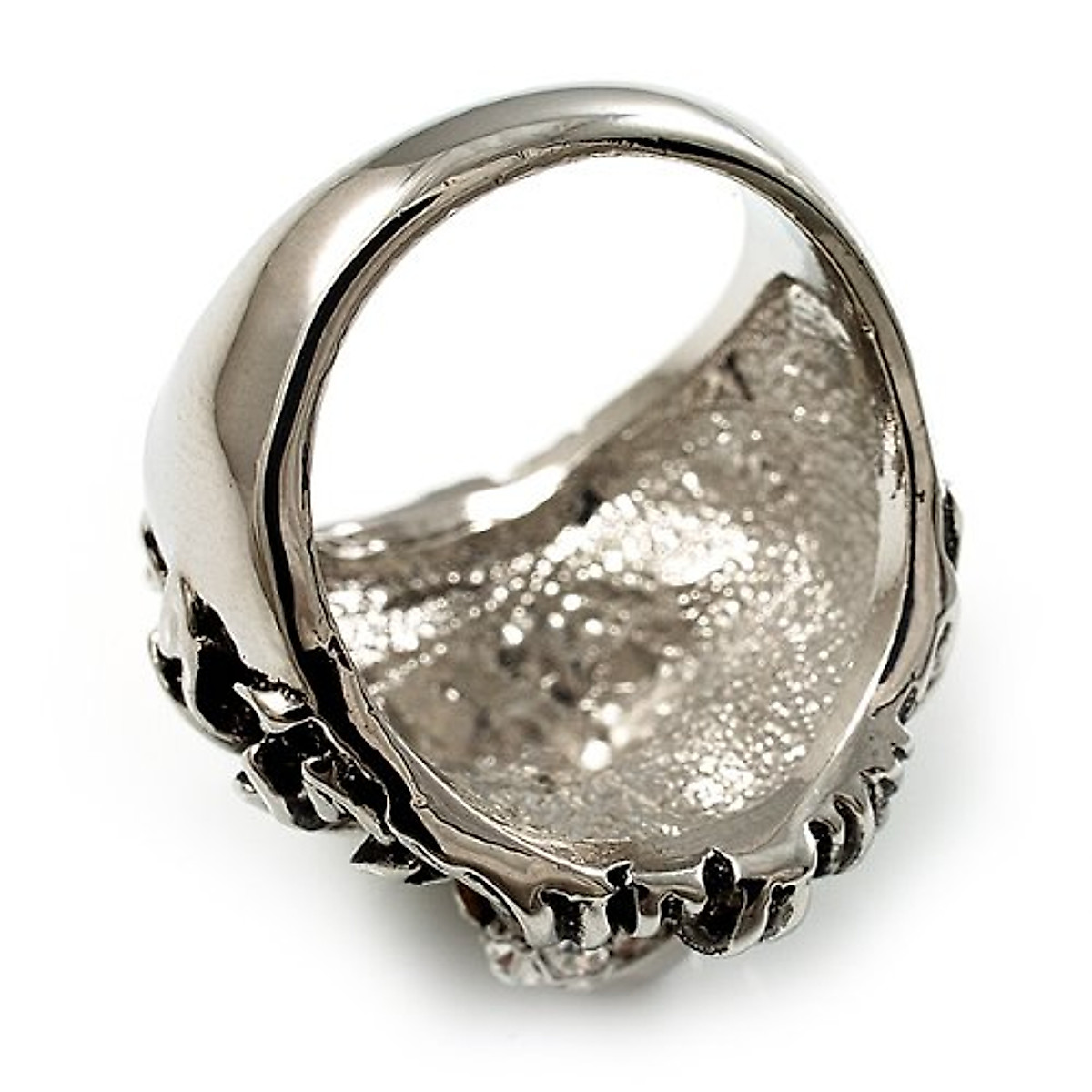 Avalaya Statement Rhodium Plated Crystal 'Lion' Ring - size 9