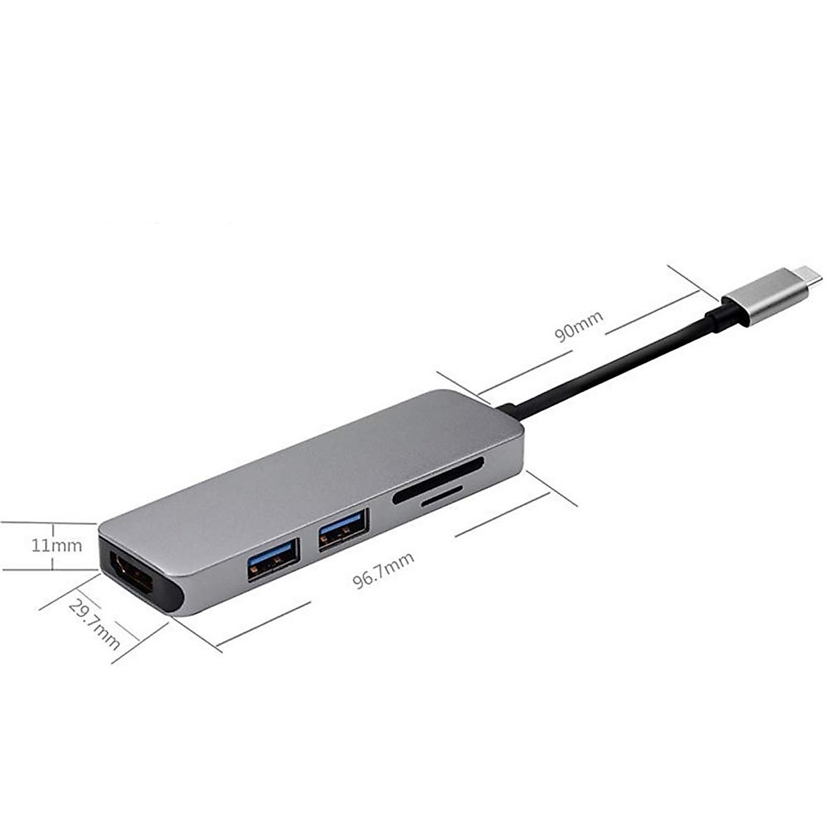 XUNMAIFHB Portable Docking Station,Type-c Expansion Dock USB-C to HDMI Converter hub Splitter USB3.0 Card Reader TF+SD Card Five in one 4K Fast Transmission, Silver