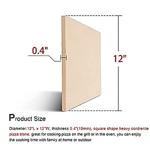 GGC Pizza Stone for Oven and Grill, 12 inch Square Bread Baking Stone, Thermal Shock Resistant for Cooking Stone, Making Pizza Bread Cookie and More