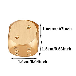 Gold Dice 6 Sided for Mon 5pcs Aluminium Alloy Table Game Poker Games Dices Set with Storage Box High Efficiency (Gold)