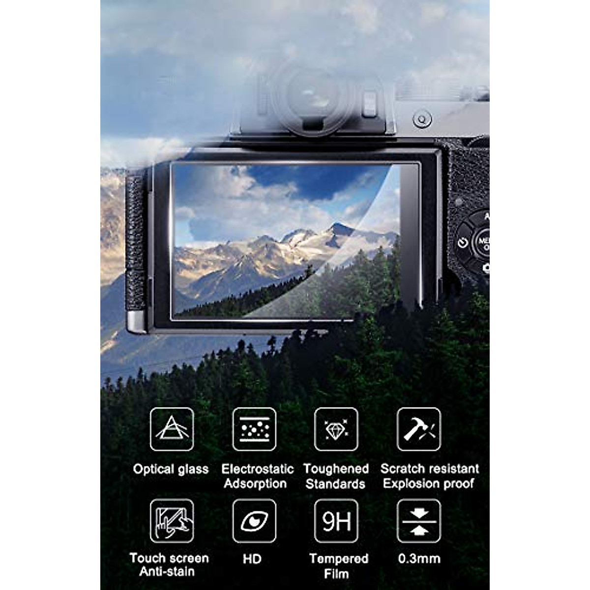 Screen Protector Glass Designed for Fujifilm X-A5 X-A3 X-A10 Camera, WH1916 9H Tempered Glass Anti-Bubble Anti-scratch Ultra-Clear [3-Pack]