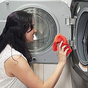 CleanAide Microfiber Cleaning Towels, Reusable Lint-Free and Absorbent Cloth for Kitchen and Car Use, 300GSM, 12 x 12 in. Red, 50-Pack