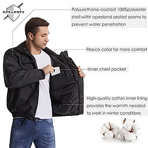 SKSAFETY High Visibility Reflective Jackets for Men, Waterproof Safety Jacket for Men with Pockets, Black Work Construction Coats for Winter Cold Weather,2XL, 1 Pack