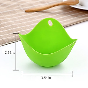 4 Pack Silicone Egg Poaching Cups Boiler Molds with Ring Standers Easy Release and Cleaning Poached Bowl for Microwave or Stove Top Cooking (Orange, Green, Blue, Red), red,orange,blue,green