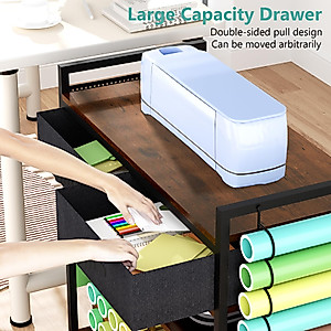 ousamili Organizers and Storage Craft Table Compatible with Cricut Machines, Multi-Functional Large Sturdy Storage Cart with Vinyl Roll Holder, Fantastic Storage for Craft Machines Organization