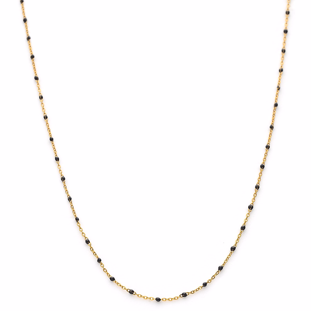 C.Paravano Gold Chain Black Beaded Necklace | Necklaces for Women Gold 18k | Simple gold necklace | 18K Gold Plated Chain Necklace | 18K Gold Plated Chain Necklace