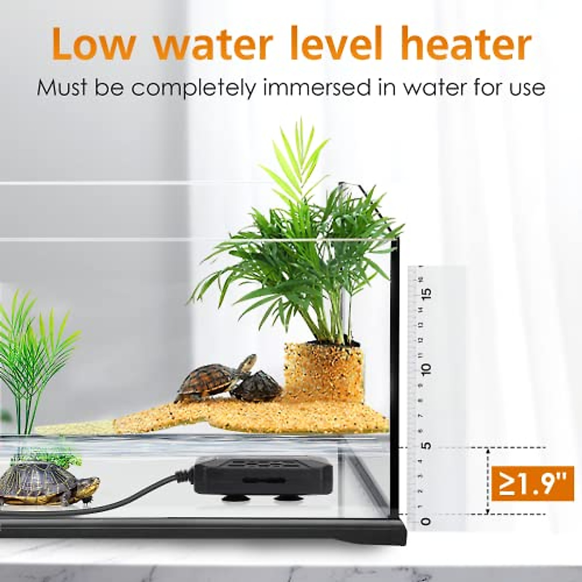 AQQA Aquarium Submersible Heater for Fish Tank,LED Temperature Display and Built-in Thermometer,External Controller Temperature Control Range 59℉-93℉,Safety Control Protects 25W