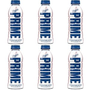 Prime Hydration Drink Limited Edition LA Dodgers, 16.9 Fl Oz, Los Angeles Dodgers Prime Hydration Drink, 6 Bottles