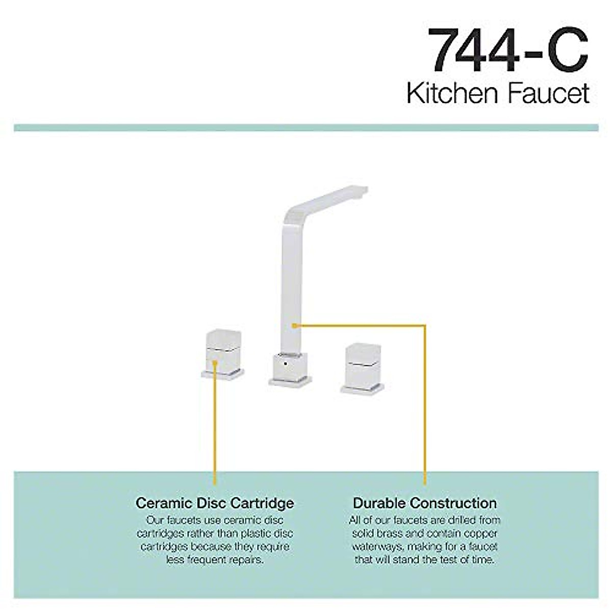 MR Direct 744C Chrome 2-Handle Standard Kitchen Faucet