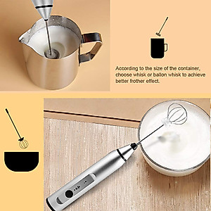 Milk Frother Handheld Foam Maker USB Rechargeable Coffee Frother with 2 Stainless whisks，3-Speed Adjustable Mini Blender for Cappuccino, Latte, Bulletproof Coffee, Egg Mix, Matcha, Hot Chocolate