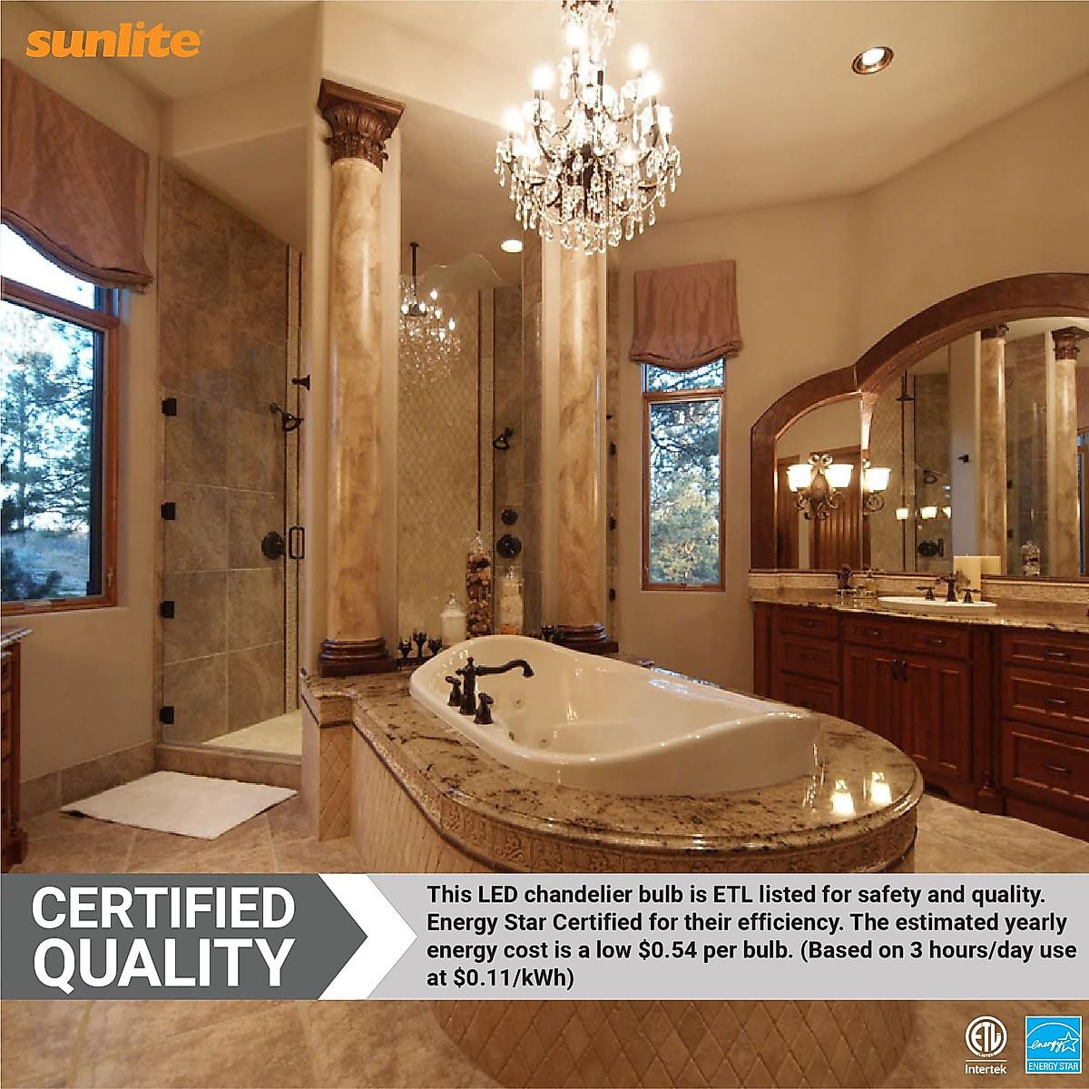 Sunlite 41637 LED B11 Clear Torpedo Tip Chandelier Light Bulb, 4.5 Watts (40W Equivalent) 300 Lumens, Candelabra E12 Base, Dimmable Energy Star and ETL Certified, 3000K Warm White, 6 Count